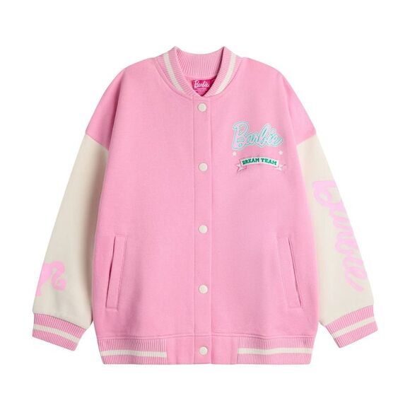 Barbie | Jackets & Coats | Barbie Girls Dream Team Varsity Jacket Pink ...
